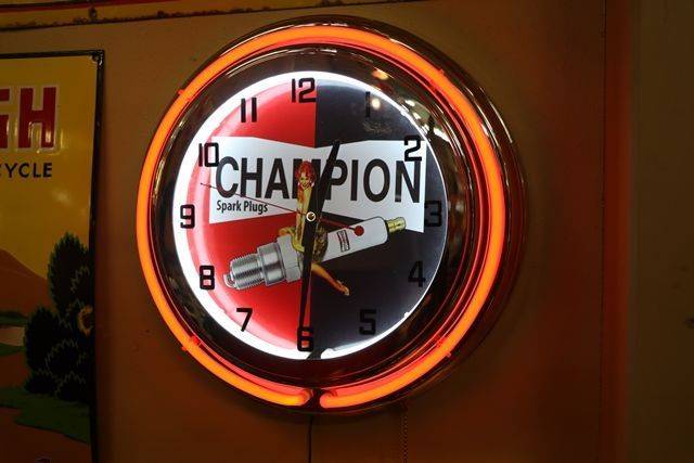 New Champion Spark Plugs Neon Light Clock | XXXX Antique Complex