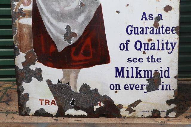 Large Milkmaid Pictorial Enamel Advertising Sign | XXXX Antique Complex
