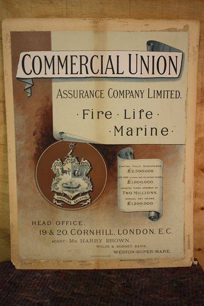 Commercial Union Insurance Advertising Display Card. | XXXX Antique Complex