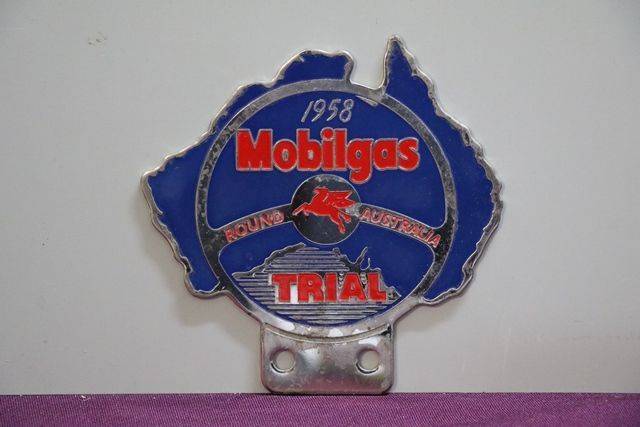 1958 Mobilgas Round Australia Trial Car Badge | XXXX Antique Complex