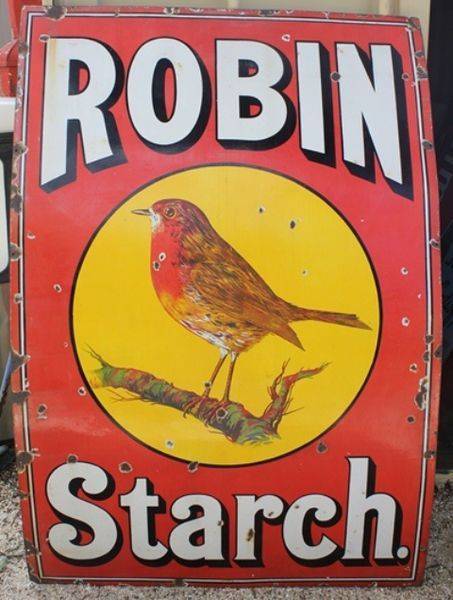 Large Antique Robin Starch Enamel Sign | XXXX Antique Complex