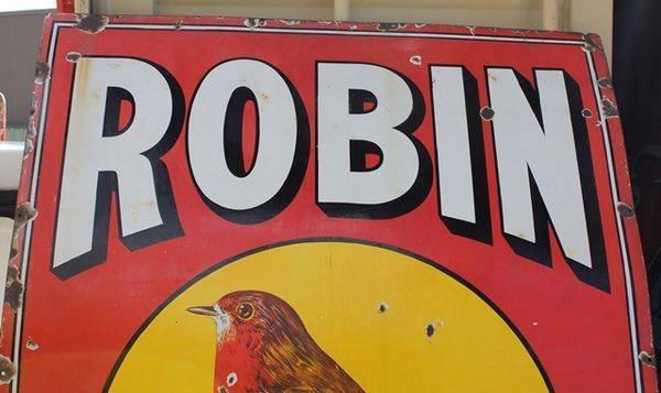 Large Antique Robin Starch Enamel Sign | XXXX Antique Complex