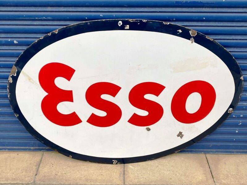 Large Vintage ESSO Oval Enamel Advertising Sign. # | XXXX Antique Complex