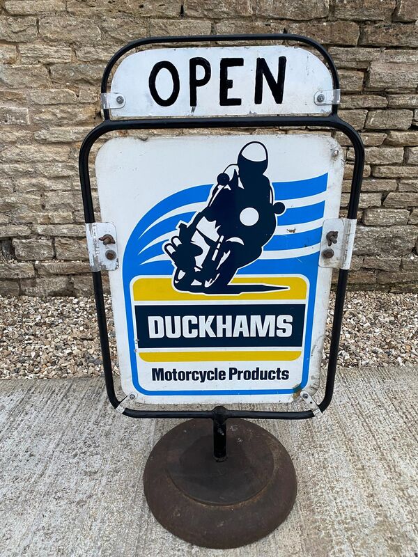 A Duckhams Motor Cycle Dealer Open-Closed Swivel Sign. # | XXXX Antique ...