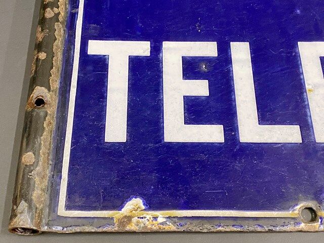 Vintage Public Telephone Double Sided Enamel Sign. # | XXXX Antique Complex