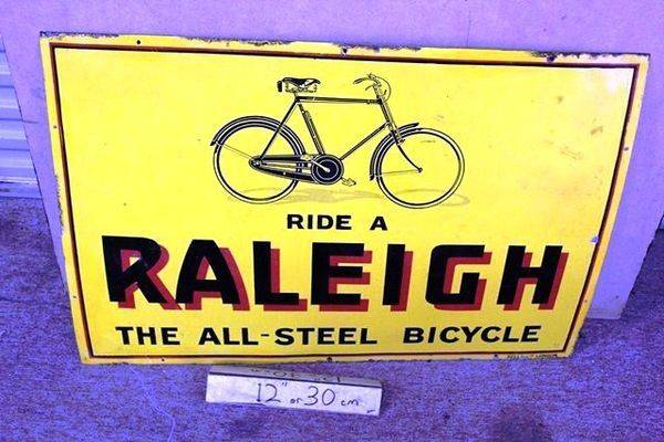 Classic Raleigh Bikes Pictorial Enamel Sign | XXXX Antique Complex