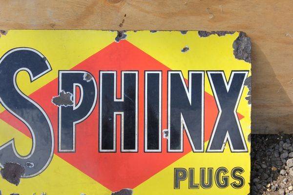 Early Sphinx Plugs Enamel Advertising Sign | XXXX Antique Complex
