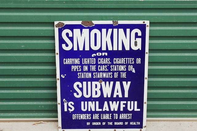 Subway Warning Enamel Advertising sign.# | XXXX Antique Complex
