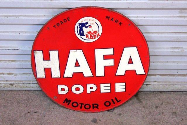 Hafa Motor Oil Embossed Tin Advertising Sign | XXXX Antique Complex