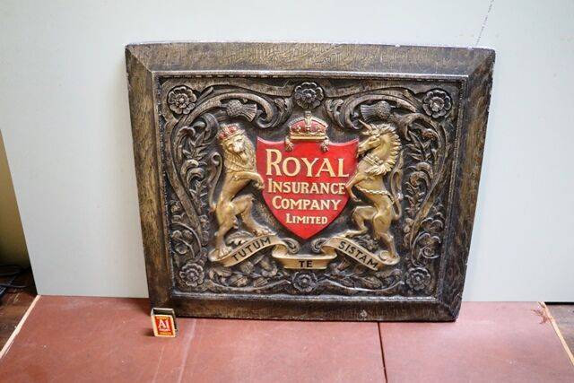 Antique Royal Insurance Company Embossed Plaster Plaque.# | XXXX ...