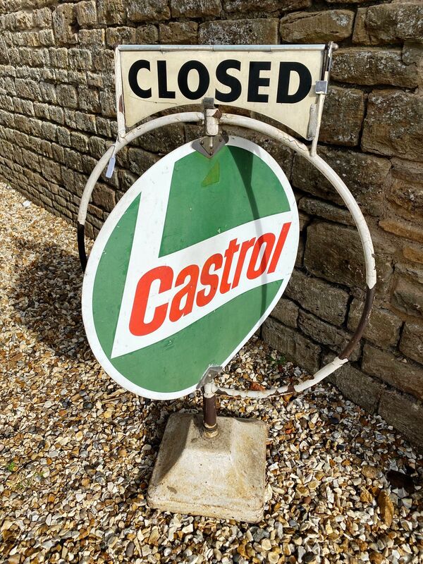 Castrol Garage Forecourt Spinning Sign On Stand. # | XXXX Antique Complex