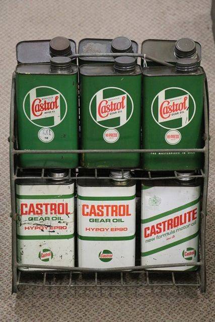 Castrol Motor Oil Forecourt Basket Rack With Enamel Signs To Each End ...