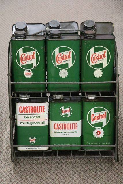 Castrol Motor Oil Forecourt Basket Rack With Enamel Signs To Each End ...