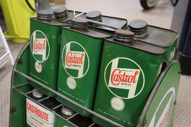 Castrol Motor Oil Forecourt Basket Rack With Enamel Signs To Each End ...