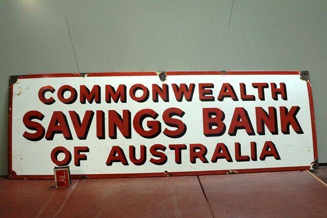 Genuine Commonwealth Bank Enamel Sign # | XXXX Antique Complex