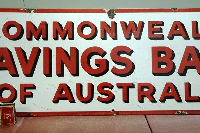 Genuine Commonwealth Bank Enamel Sign # | XXXX Antique Complex