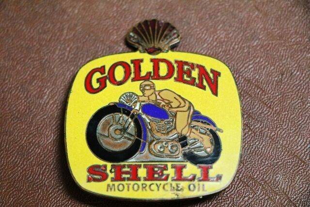 Golden Shell Motorcycle Oil Enamel Badge. | XXXX Antique Complex