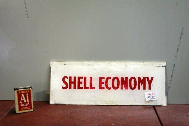 Shell Economy Petrol Pump Adv Window Plastic Sign. | XXXX Antique Complex