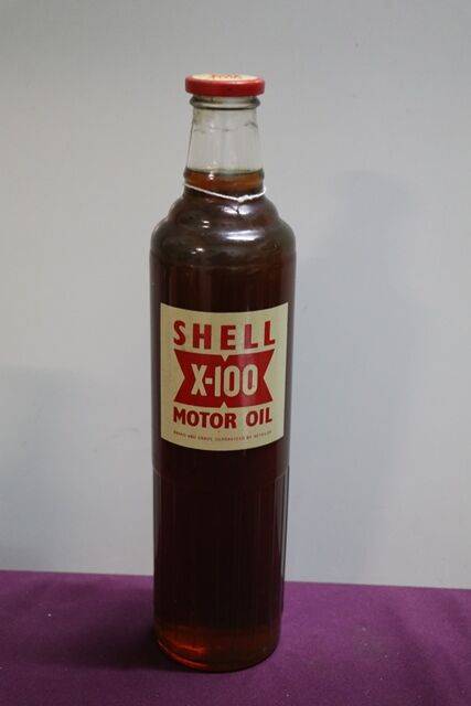 Shell X-100 New Old Stock Quart Bottle Motor Oil | XXXX Antique Complex