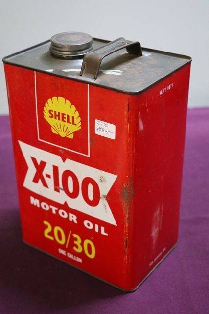 Shell X 100 One Gallon Motor Oil Tin Xxxx Antique Complex