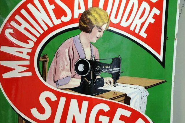 Stunning Early Singer Sewing Machines Pictorial Sign. # | XXXX Antique ...