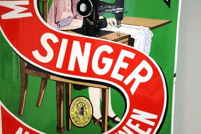 Stunning Early Singer Sewing Machines Pictorial Sign. # | XXXX Antique ...