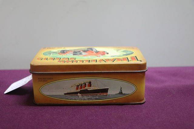 A Vintage Traveling Sweets Pictorial Tin. | XXXX Antique Complex