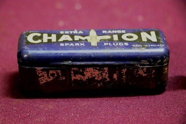 Vintage Champion Single Spark Plug Tin | XXXX Antique Complex