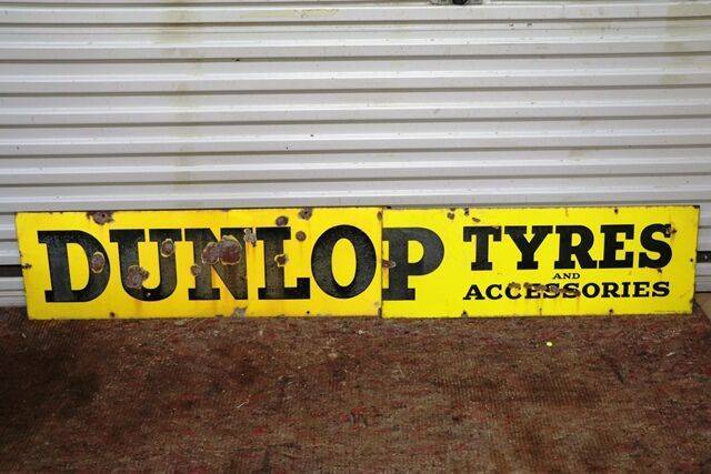 Vintage Dunlop Tyres & Accessories 2 Piece Strip Enamel Sign. | XXXX ...