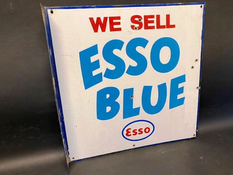 Vintage Esso Blue Double Sided Enamel Sign. # | XXXX Antique Complex