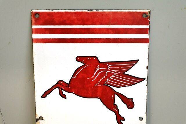 Vintage Plume Pegasus Petrol Pump Enamel Sign. # | XXXX Antique Complex