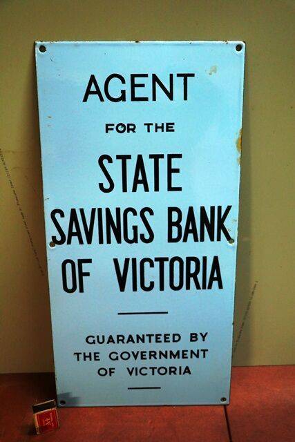 Vintage State Savings Bank of Victoria Enamel Sign. # | XXXX Antique ...