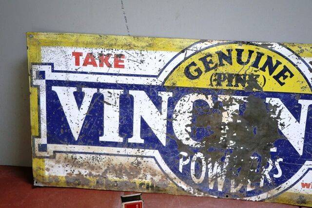 Vintage Vincent's Powders Tin Adv Sign. # | XXXX Antique Complex