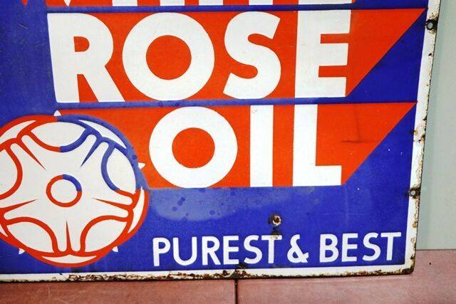 Vintage White Rose Oil Double Sided Enamel Adv Sign. # | XXXX Antique ...