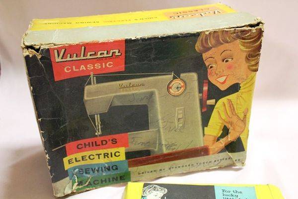 Vulcan Classic Toy Sewing Machine With Original Box Handbook and Table ...
